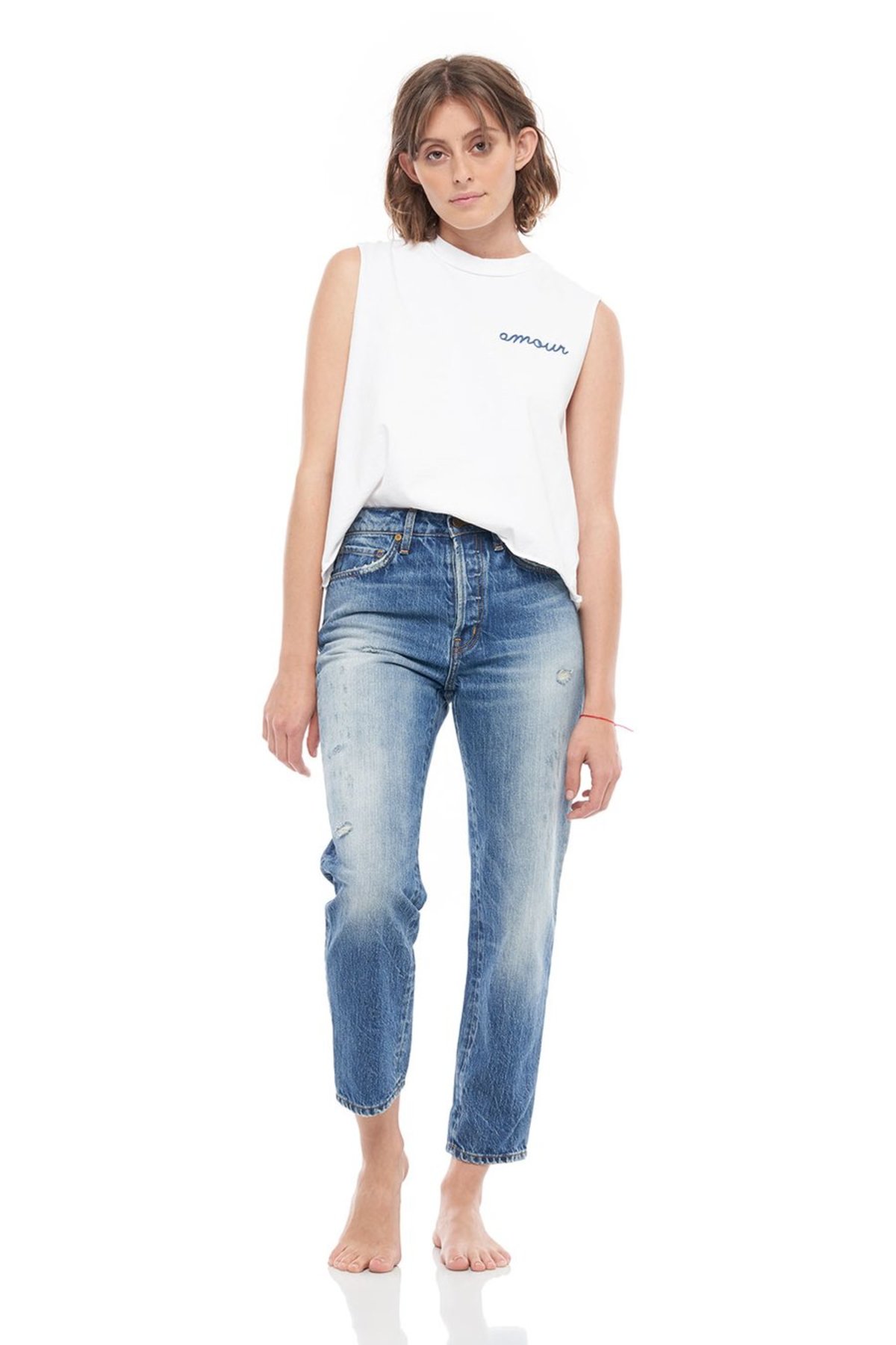 SANDRINE ROSE Lover Dept Crew Neck Tank Top - white | Garmentory