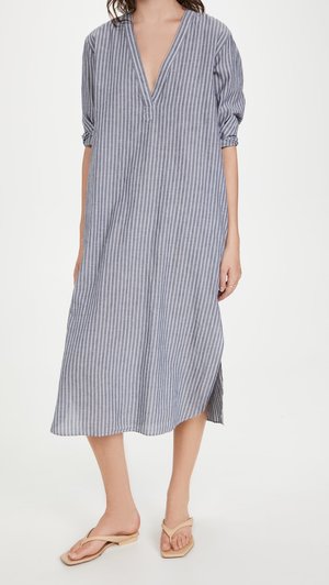 Nili Lotan Raven Dress - Ivory/Navy Stripe | Garmentory