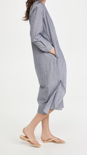 Nili Lotan Raven Dress - Ivory/Navy Stripe | Garmentory