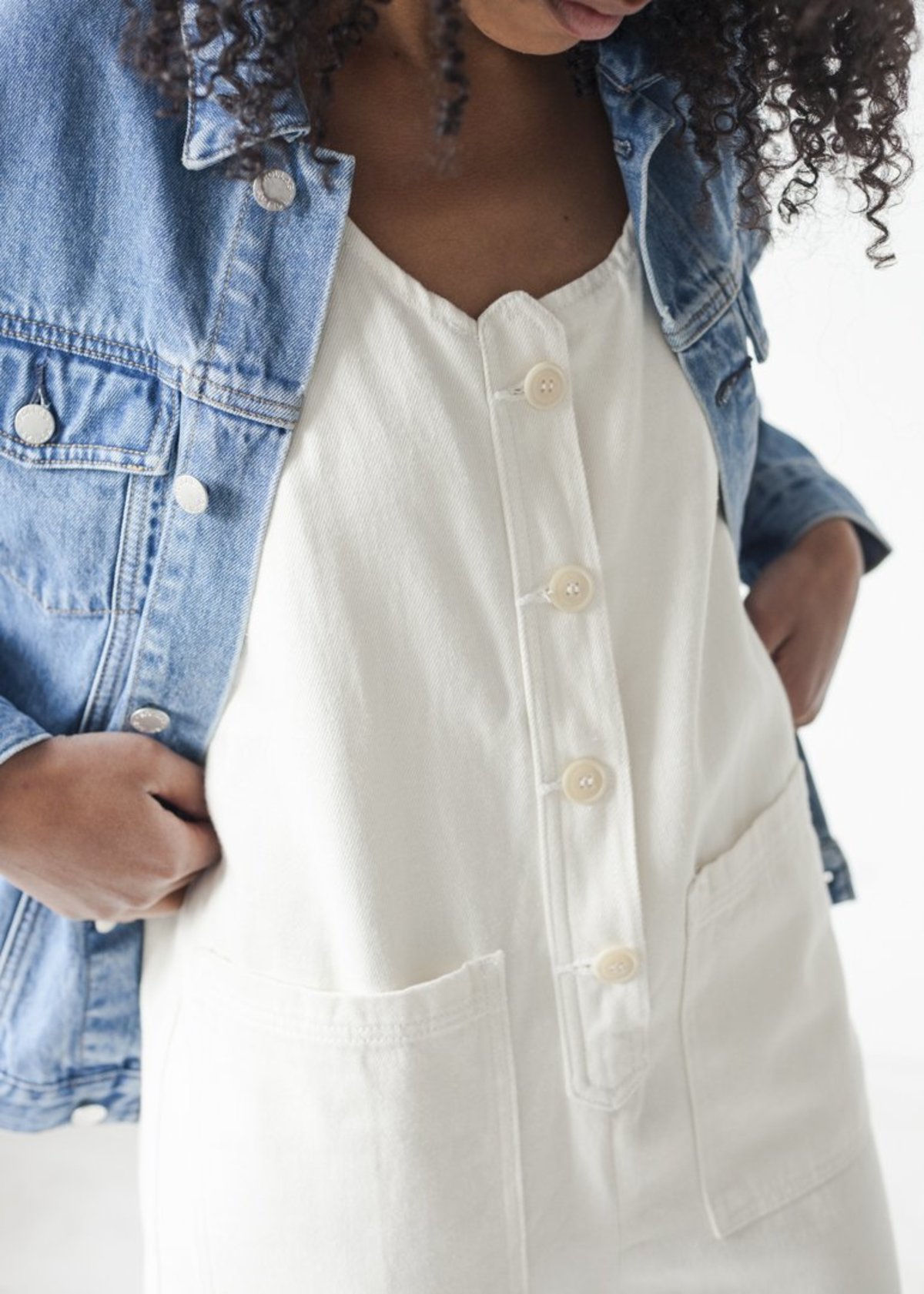 Jungmaven - Button Front Jumper in Washed White | Garmentory