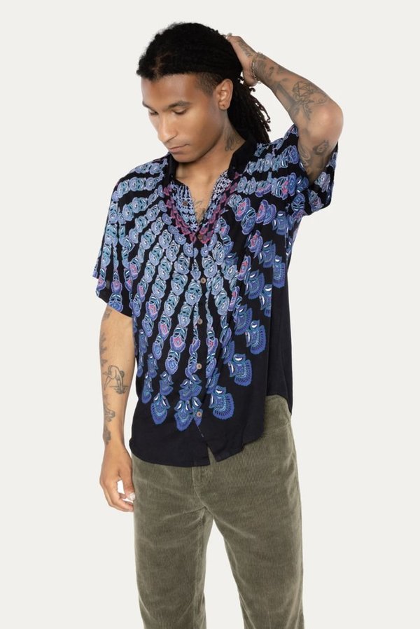 RAGA MAN SEHRA SHORT SLEEVE BUTTONDOWN Shirt - BLACK | Garmentory