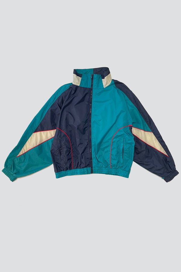 Assembly Nylon Red Trim Windbreaker - Aqua/Navy | Garmentory
