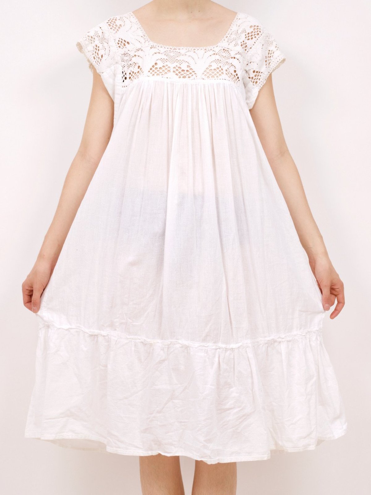 Vintage cotton muumuu dress - white | Garmentory