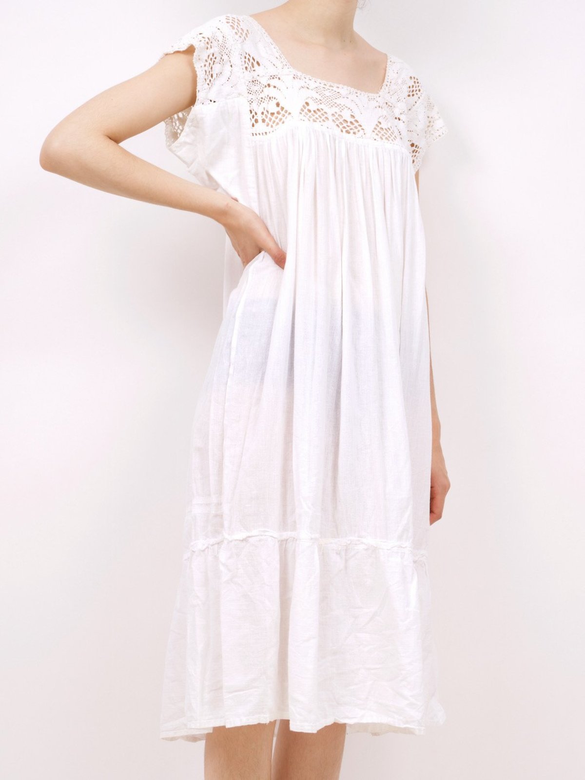Vintage cotton muumuu dress - white | Garmentory