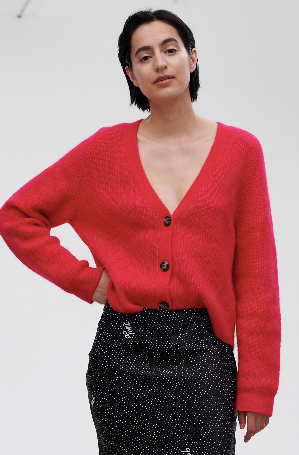 Ganni Soft Wool Knit Cardigan - Magenta | Garmentory
