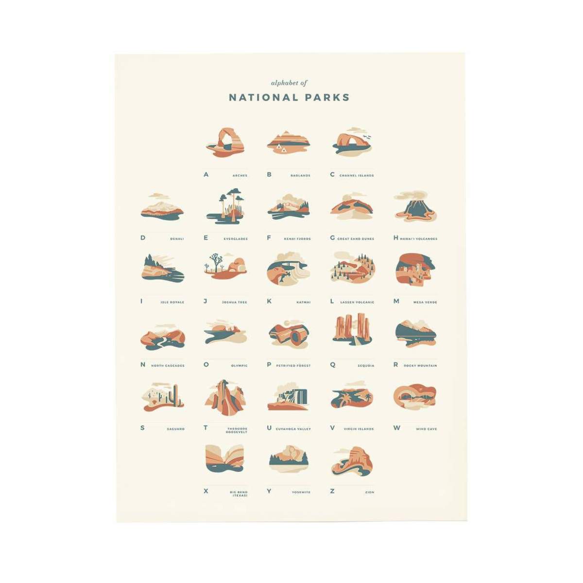 Letterfolk National Parks Alphabet Print | Garmentory