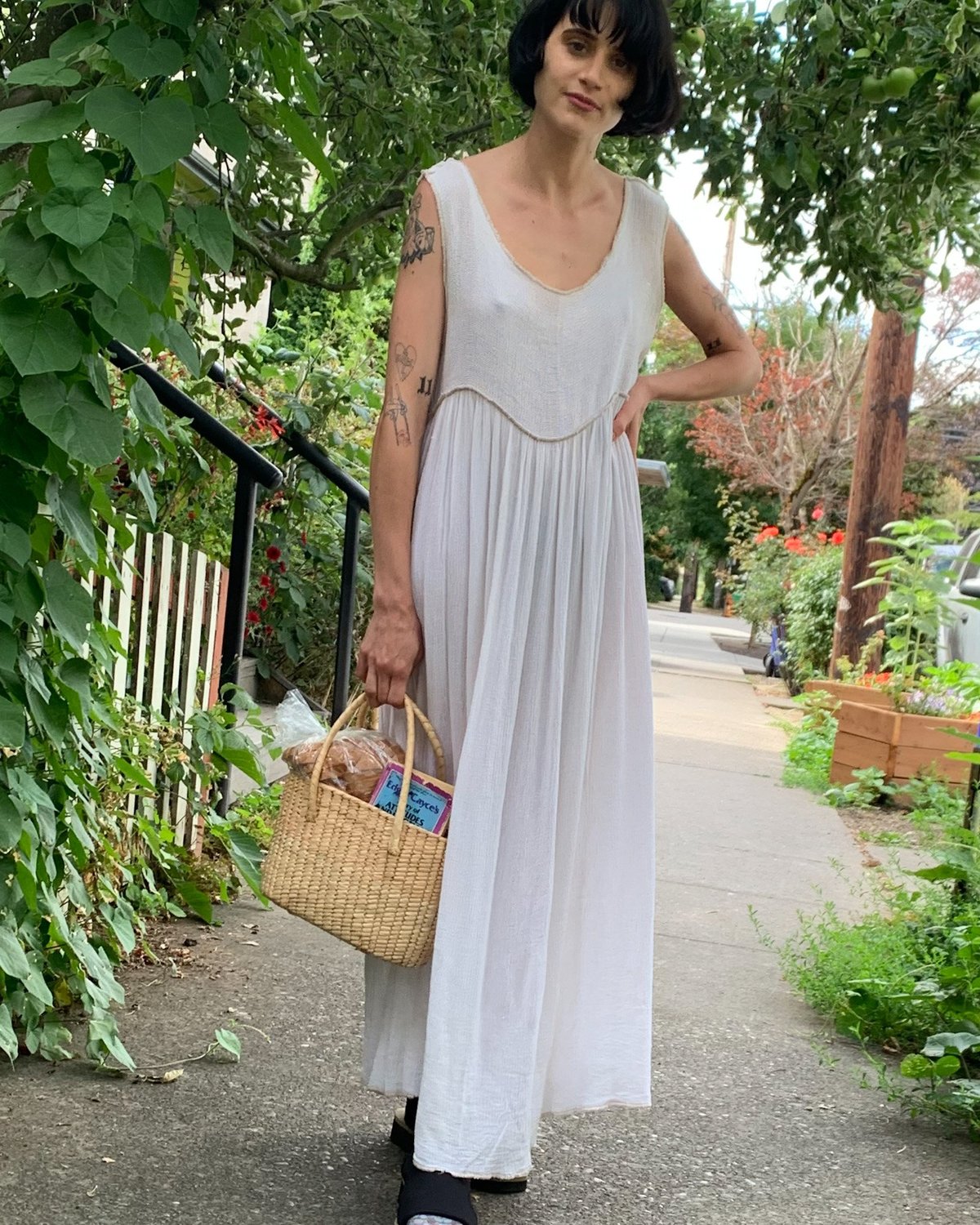 Vintage Flowy Gauze Dress - Natural | Garmentory