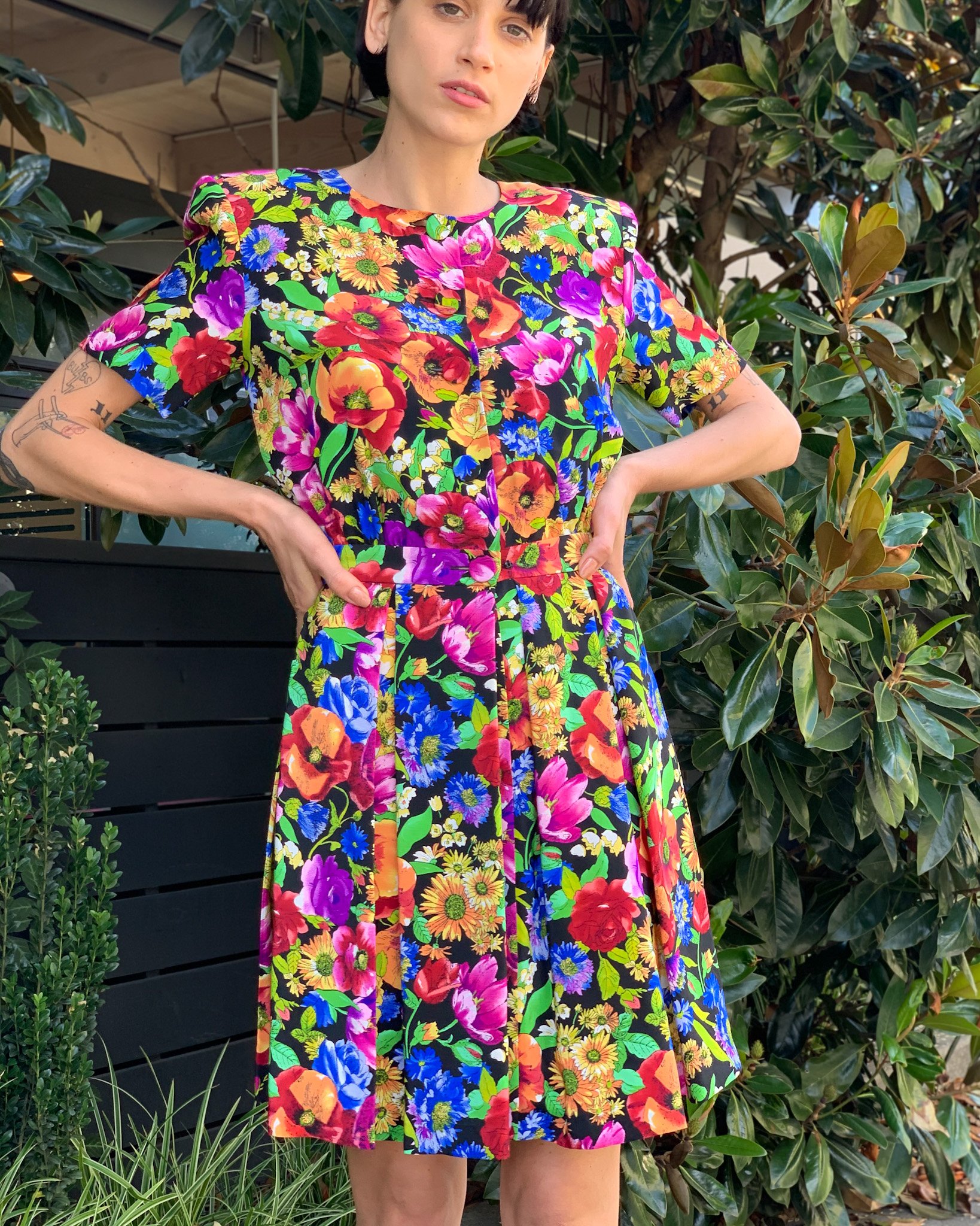 Vintage Silk Buttondown Dress - Floral | Garmentory
