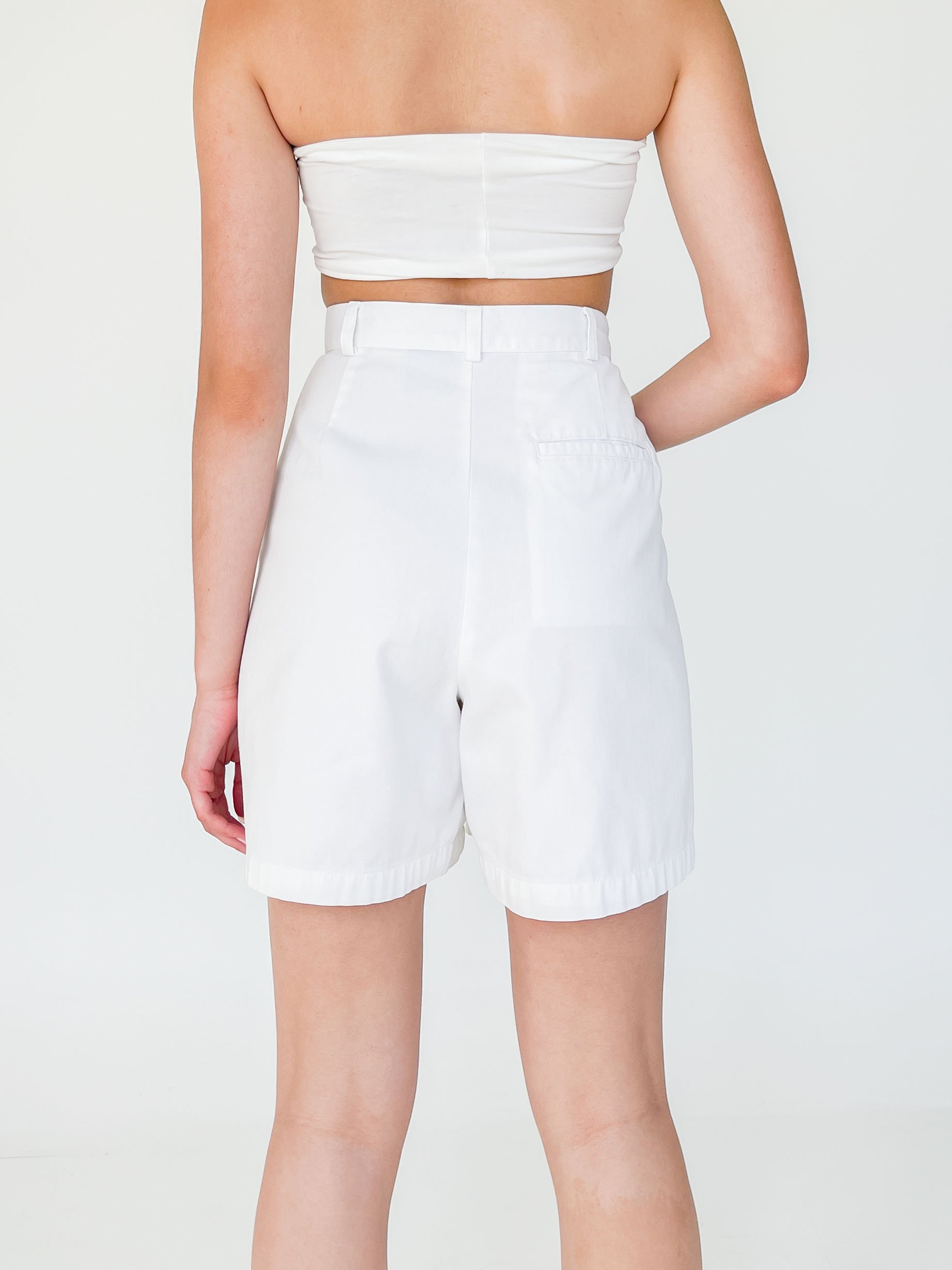 Vintage High Rise Pleated Shorts - white | Garmentory