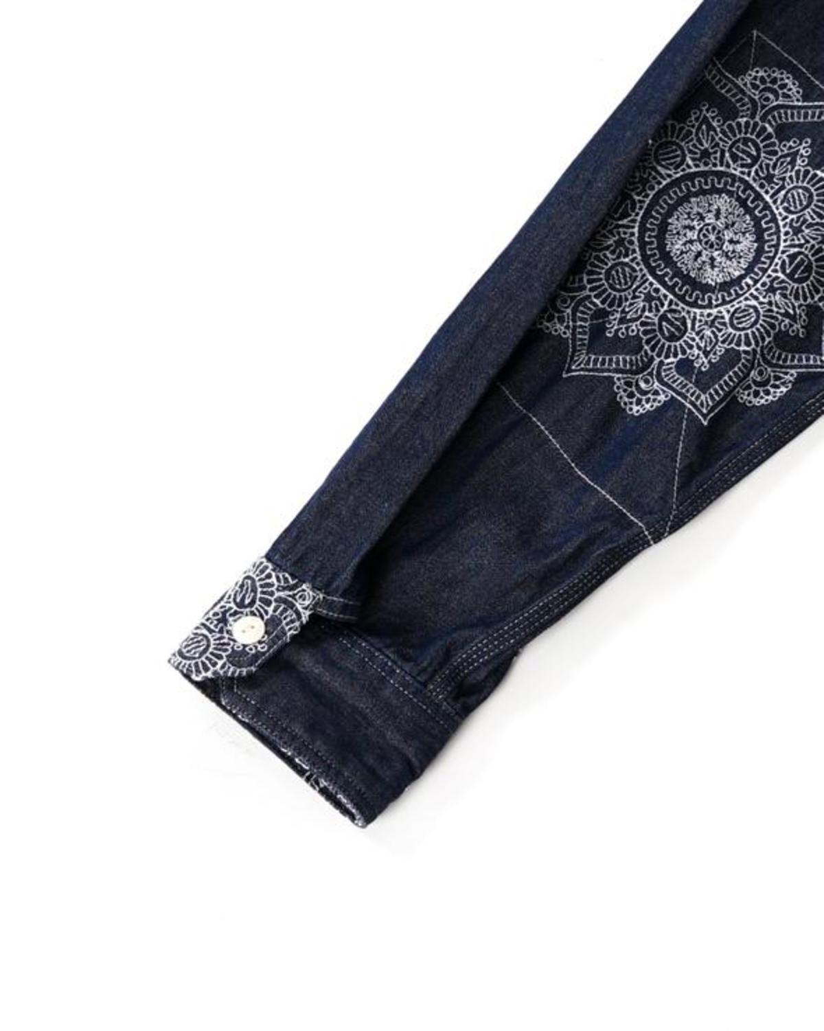 Engineered Garments Work Shirt - Indigo Floral Crest Embroidery Denim ...