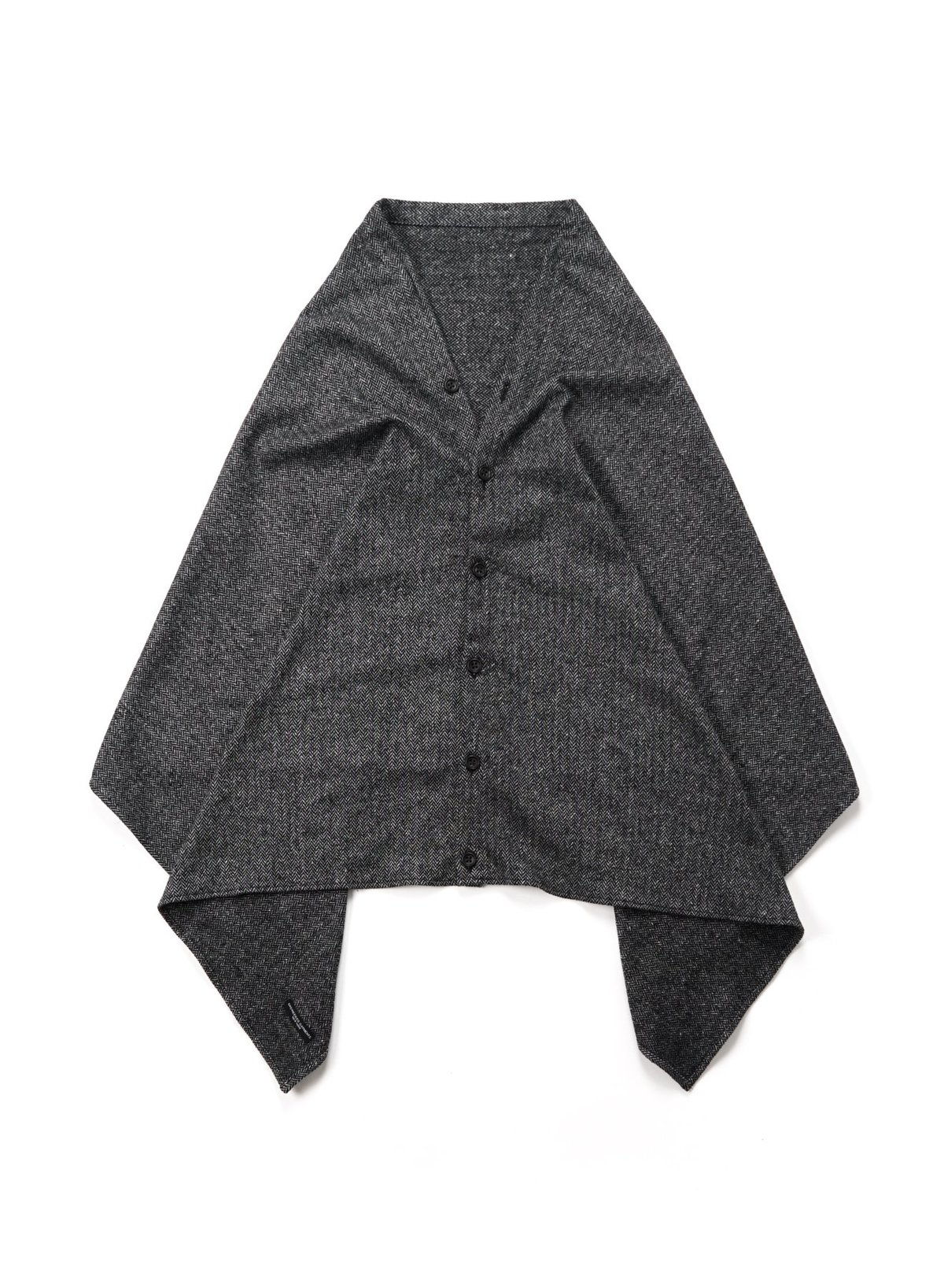 Engineered Garments Button Shawl - Grey Poly Wool Herringbone | Garmentory