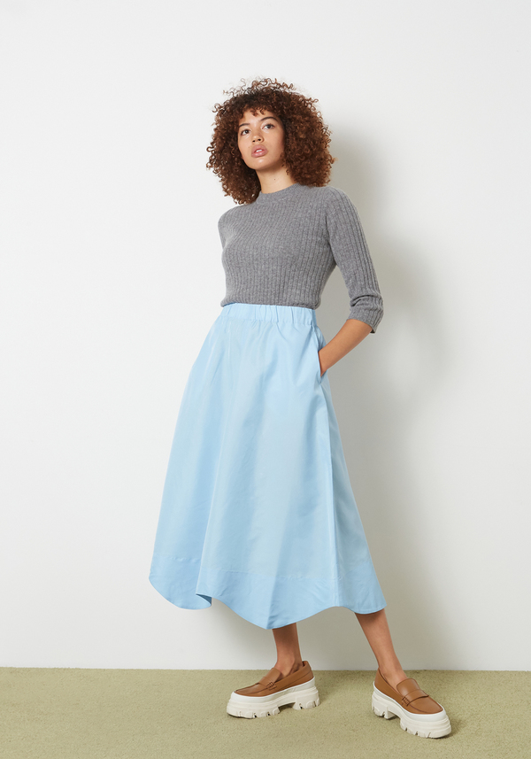 Ganni Tafetta Wavy Midi Skirt - Airy Blue | Garmentory
