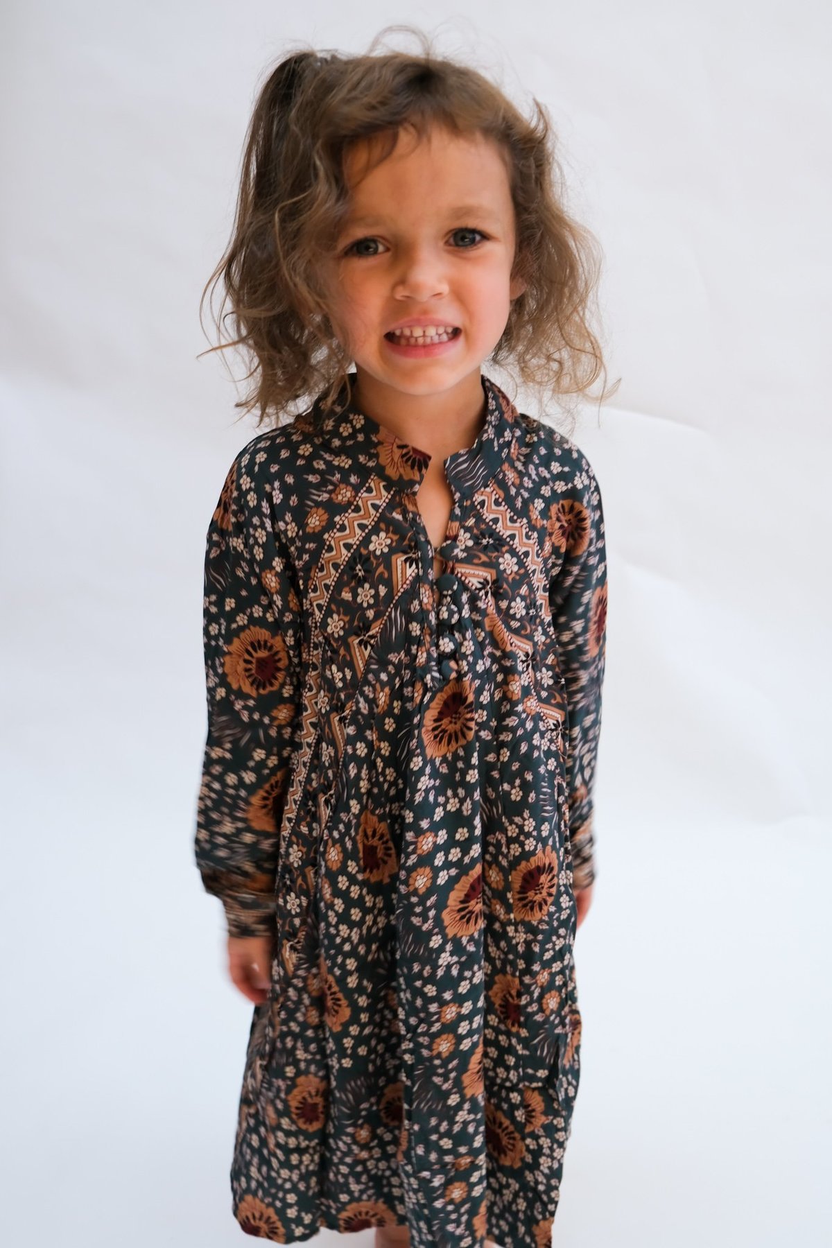 Kids Fiore Maxi in Olive Vintage Flowers by Natalie Martin | Garmentory