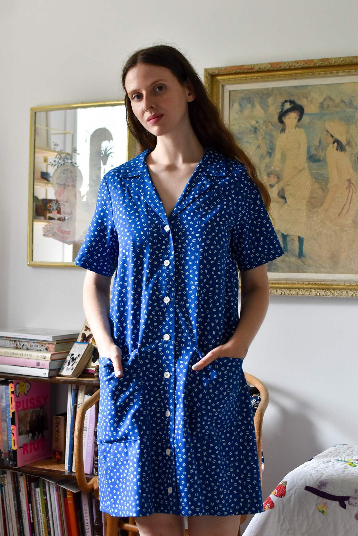 Birds of North America Joree Dress (Blue Hatch)-BLUE | Garmentory