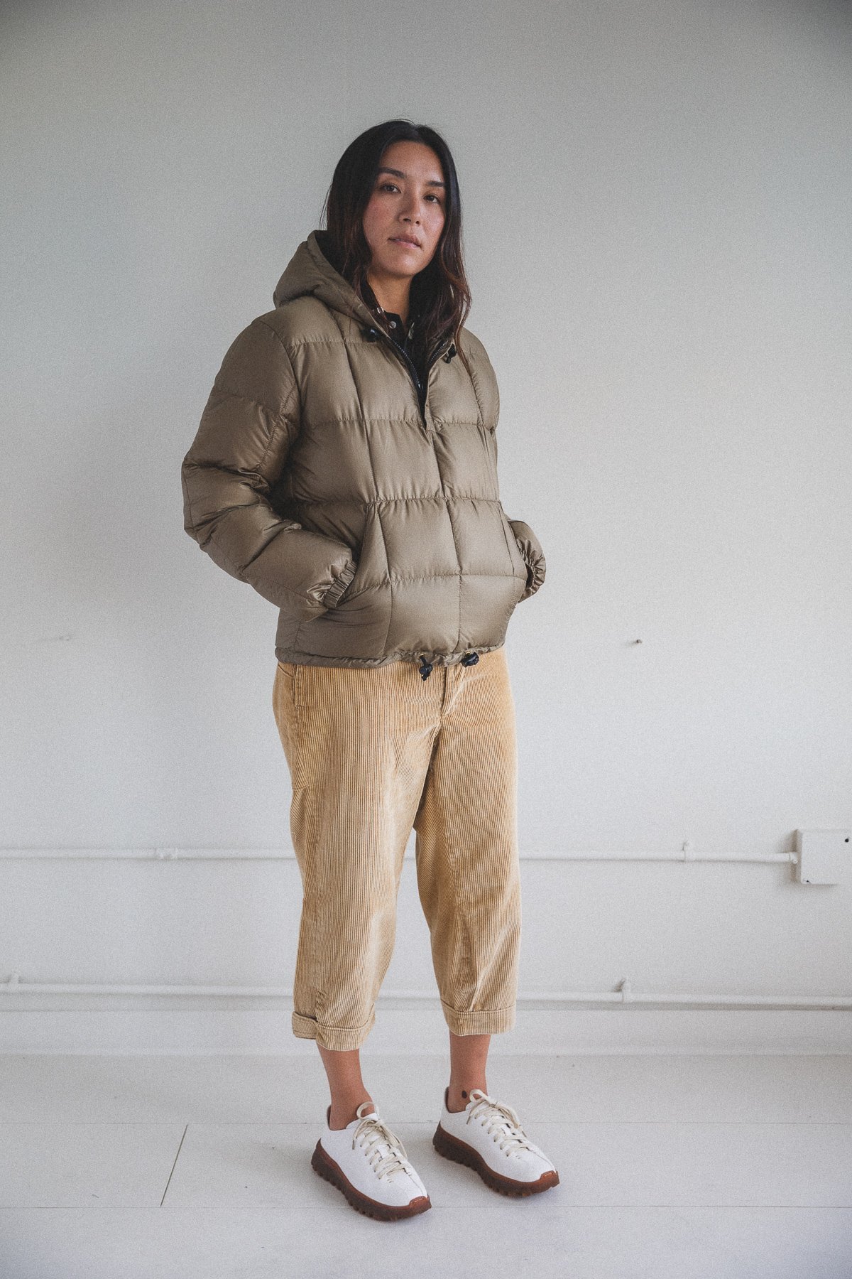 Crescent Down Works Hooded Down Pullover - Brown | Garmentory