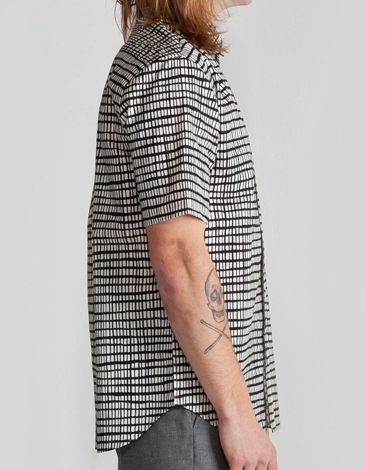 National Standards Japanese Grid Print Shirt - Off White/Black | Garmentory
