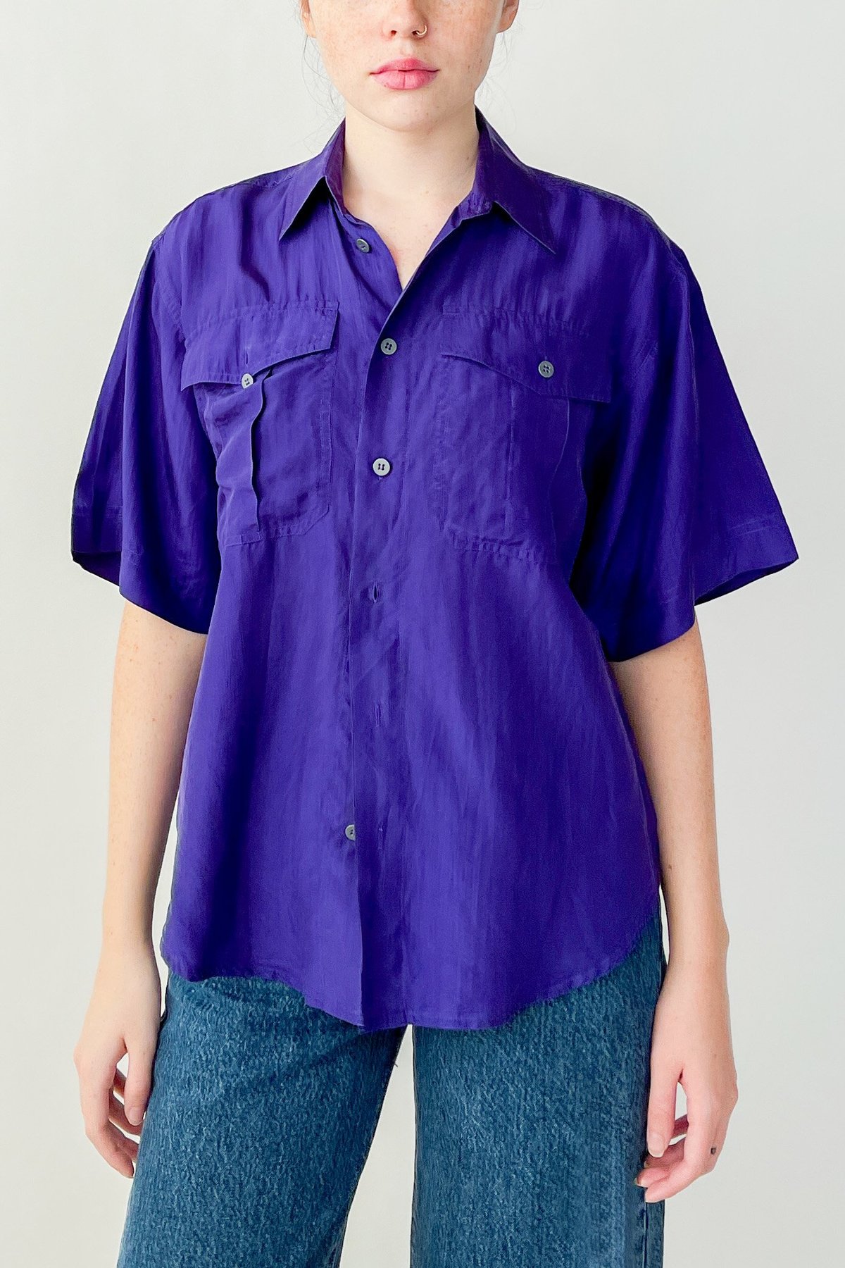 Vintage Silk Blouse - Violet | Garmentory