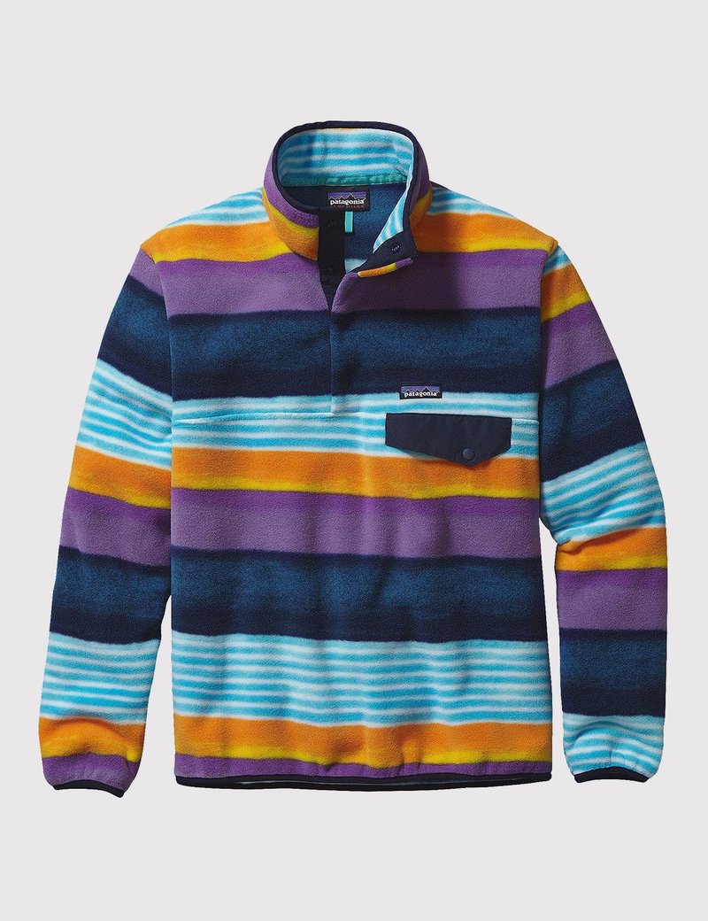 Patagonia Lightweight Synchilla Snap-T Fleece - Fitz Stripe/Navy Blue ...