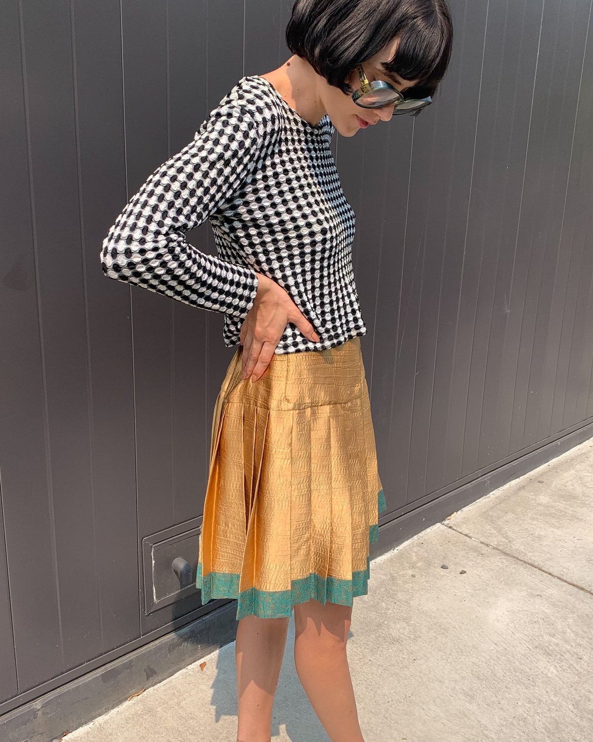 Vintage Jeanne Marc Pleated Skirt - gold | Garmentory
