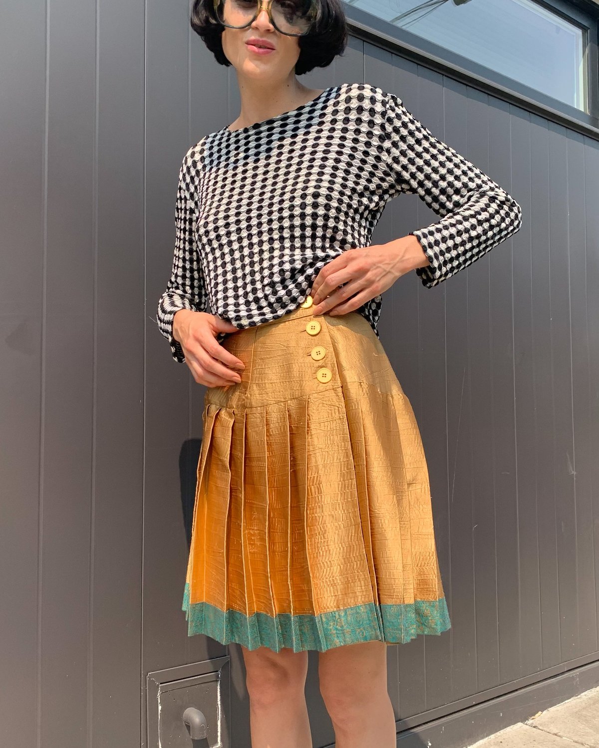Vintage Jeanne Marc Pleated Skirt - gold | Garmentory