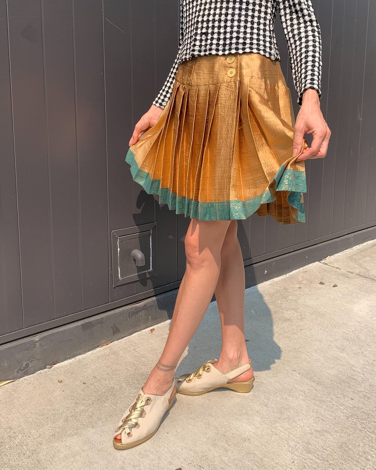 Vintage Jeanne Marc Pleated Skirt - gold | Garmentory