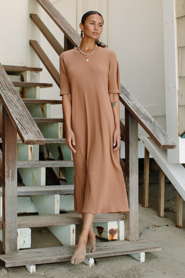 Rachel Pally Hemp Rib Betsy Dress - Acorn | Garmentory