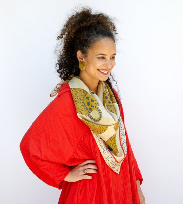 Block Shop Textiles Vessels Silk Scarf - cream | Garmentory