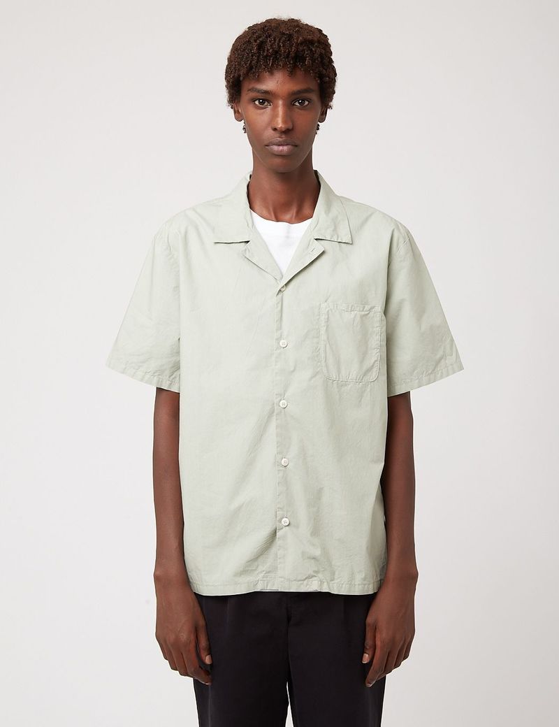 Bhode Revere Italian Poplin Collar Shirt - Sage Green | Garmentory