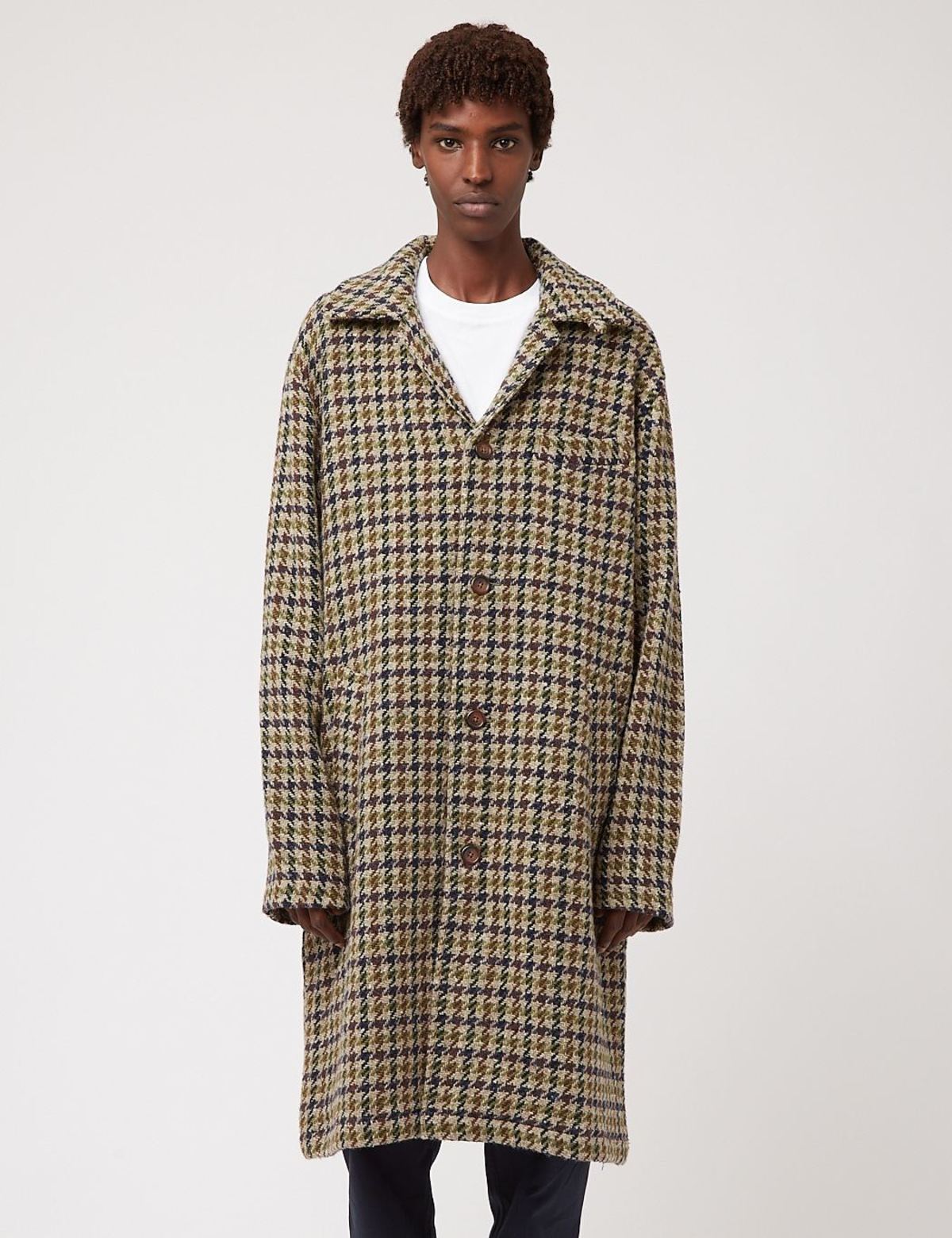 Universal Works Recycled Tweed Overcoat - Green | Garmentory