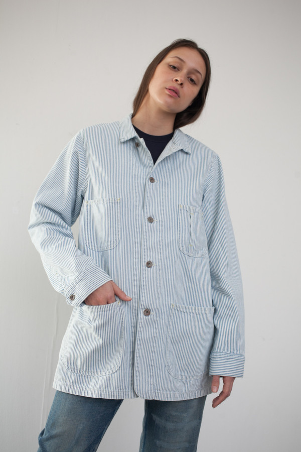 Chimala Unisex Hickory Denim Work Coat in Hickory | Garmentory