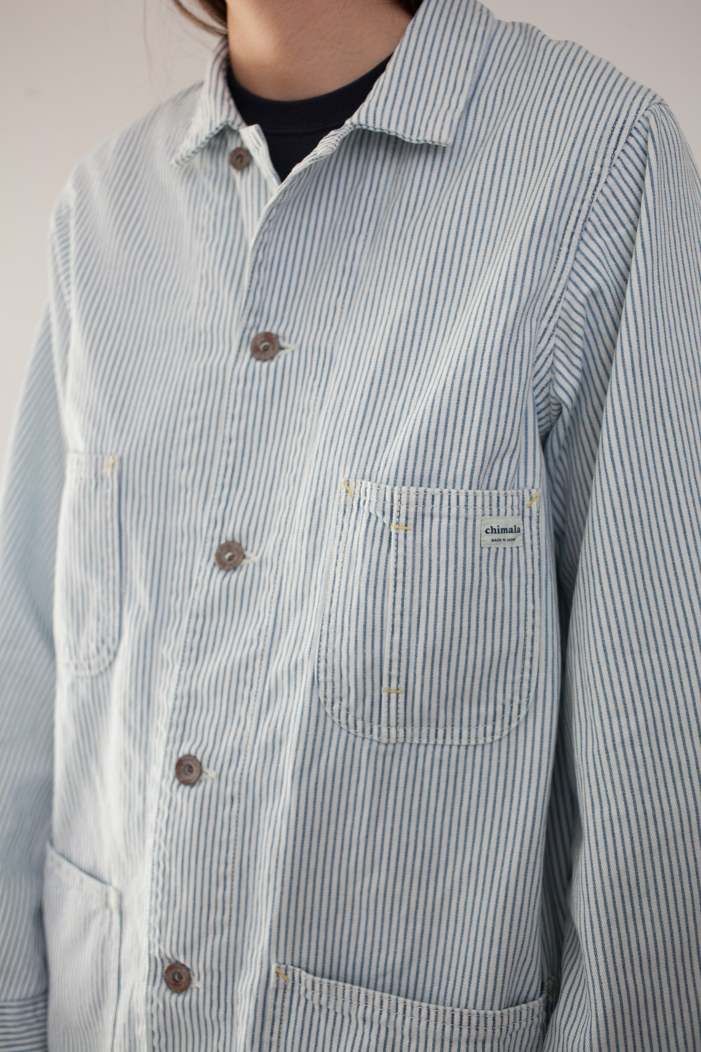 Chimala Unisex Hickory Denim Work Coat in Hickory | Garmentory