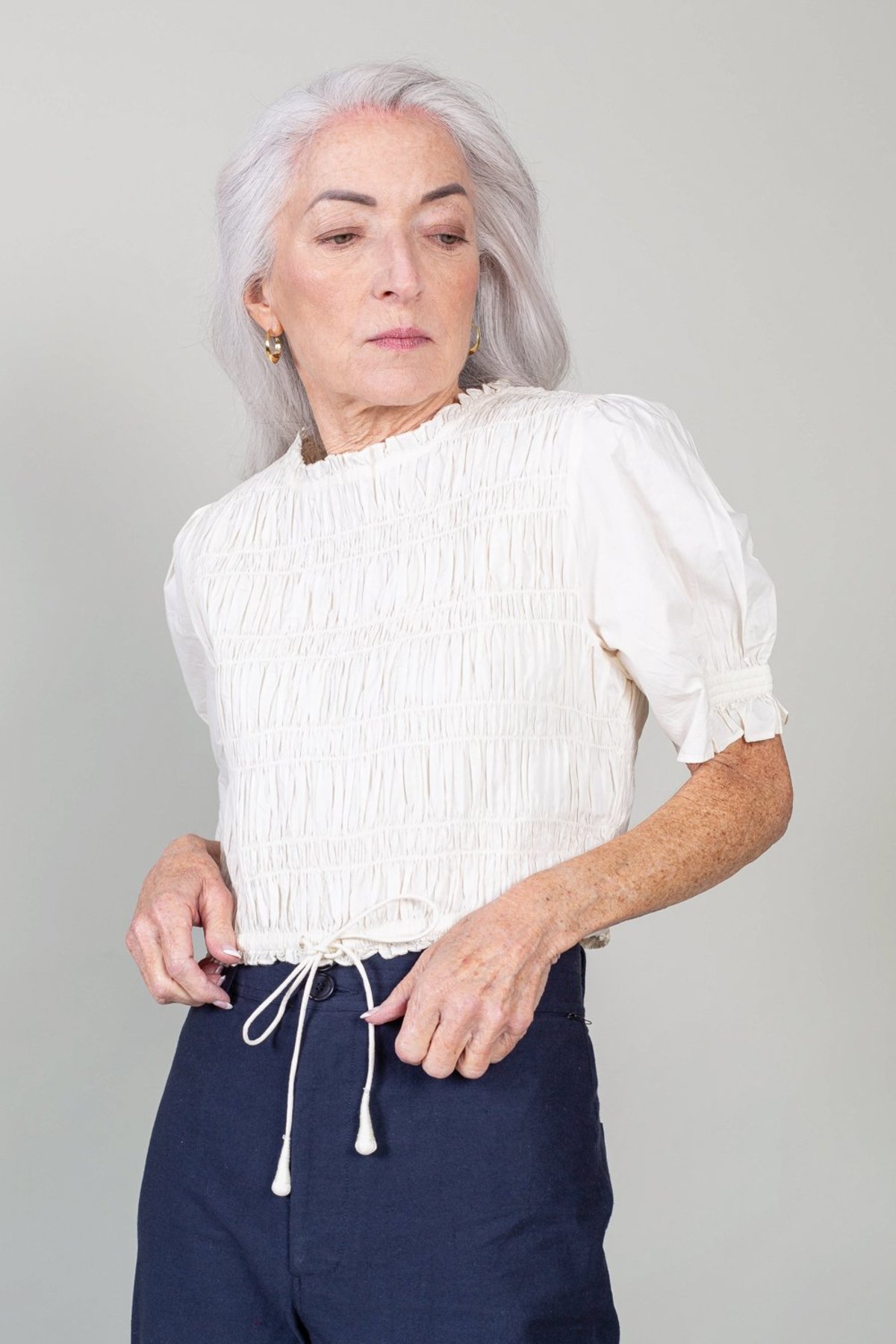 Apiece Apart Ave Smocked Top - Cream | Garmentory