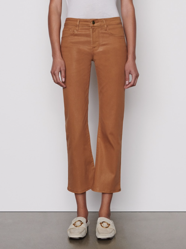 FRAME Denim Le Crop Mini Boot Coated Denim - Vicuna | Garmentory