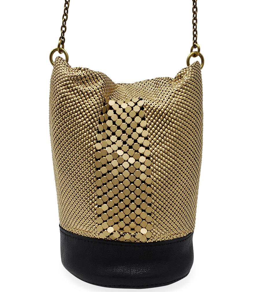 Laura B SYLVIE ROUND PARTY BAG - BLACK/GOLD | Garmentory