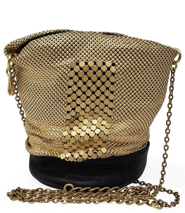 Laura B SYLVIE ROUND PARTY BAG - BLACK/GOLD | Garmentory