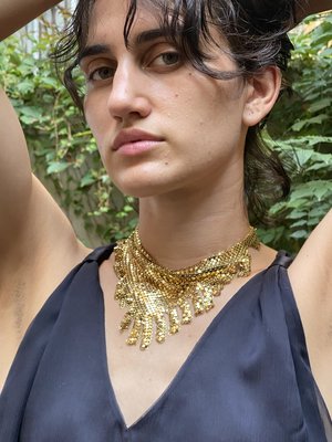 Vintage Mesh Choker with Fringe - Gold | Garmentory