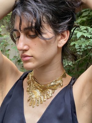 Vintage Mesh Choker with Fringe - Gold | Garmentory