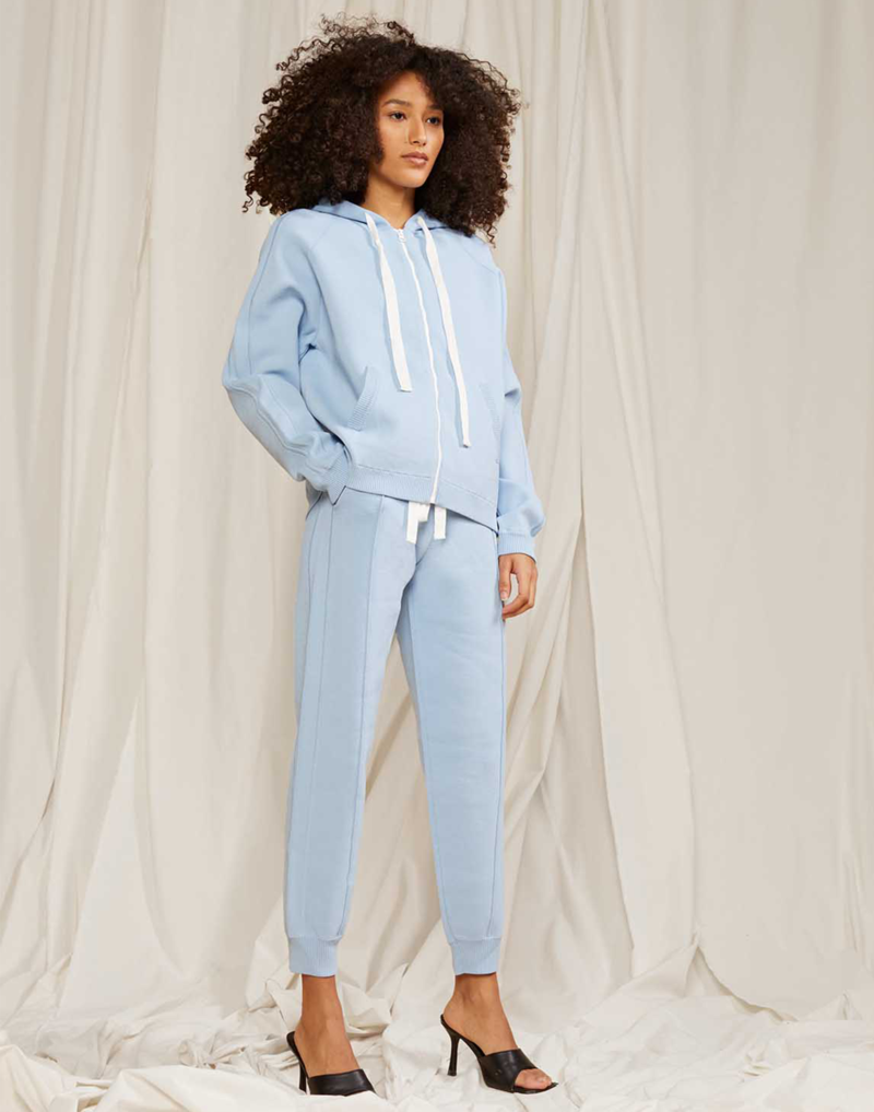 Cynthia Rowley Simone Knit Tracksuit Pant - Light Blue | Garmentory