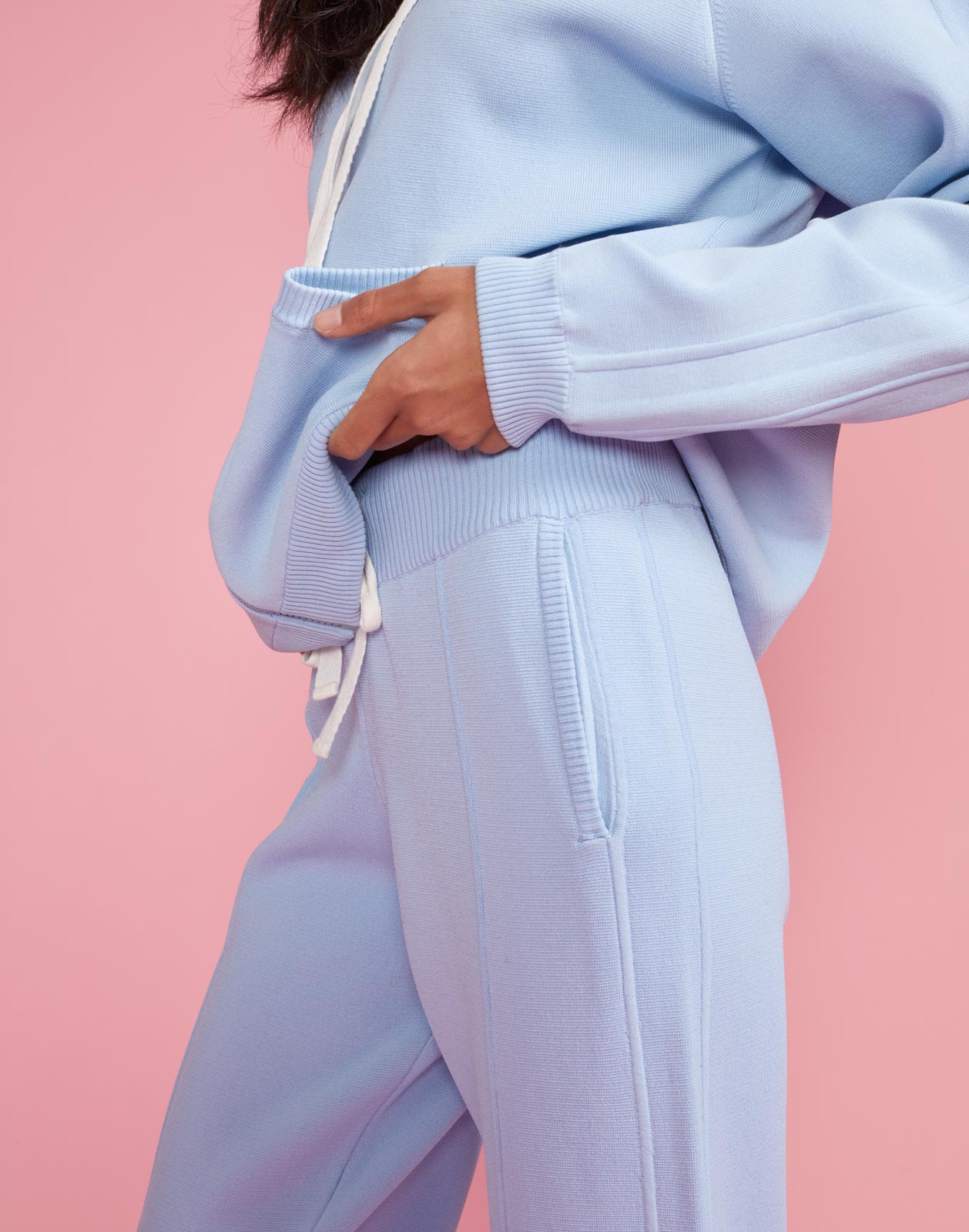 Cynthia Rowley Simone Knit Tracksuit Pant - Light Blue | Garmentory