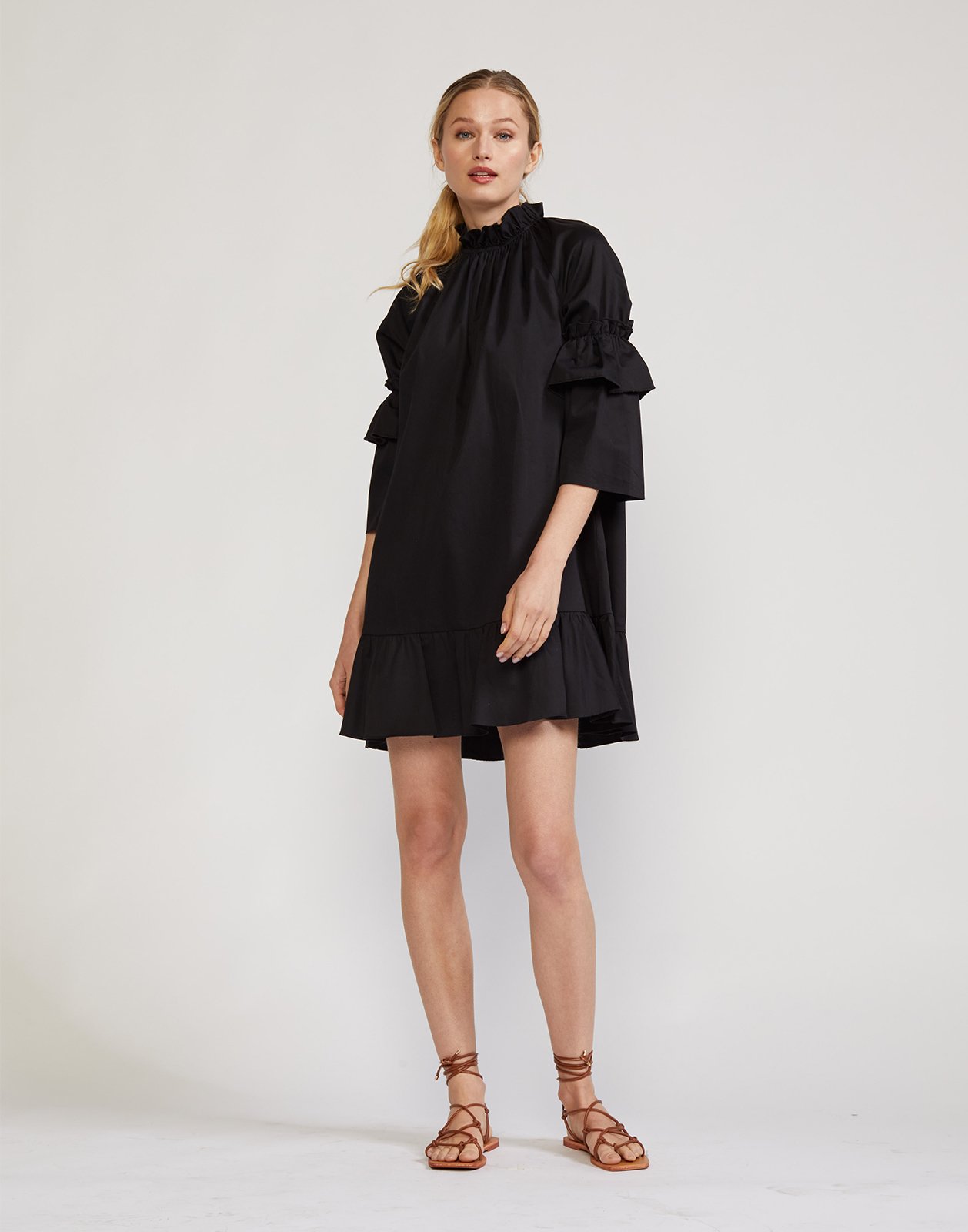 Eden Cotton Dress-Black | Garmentory