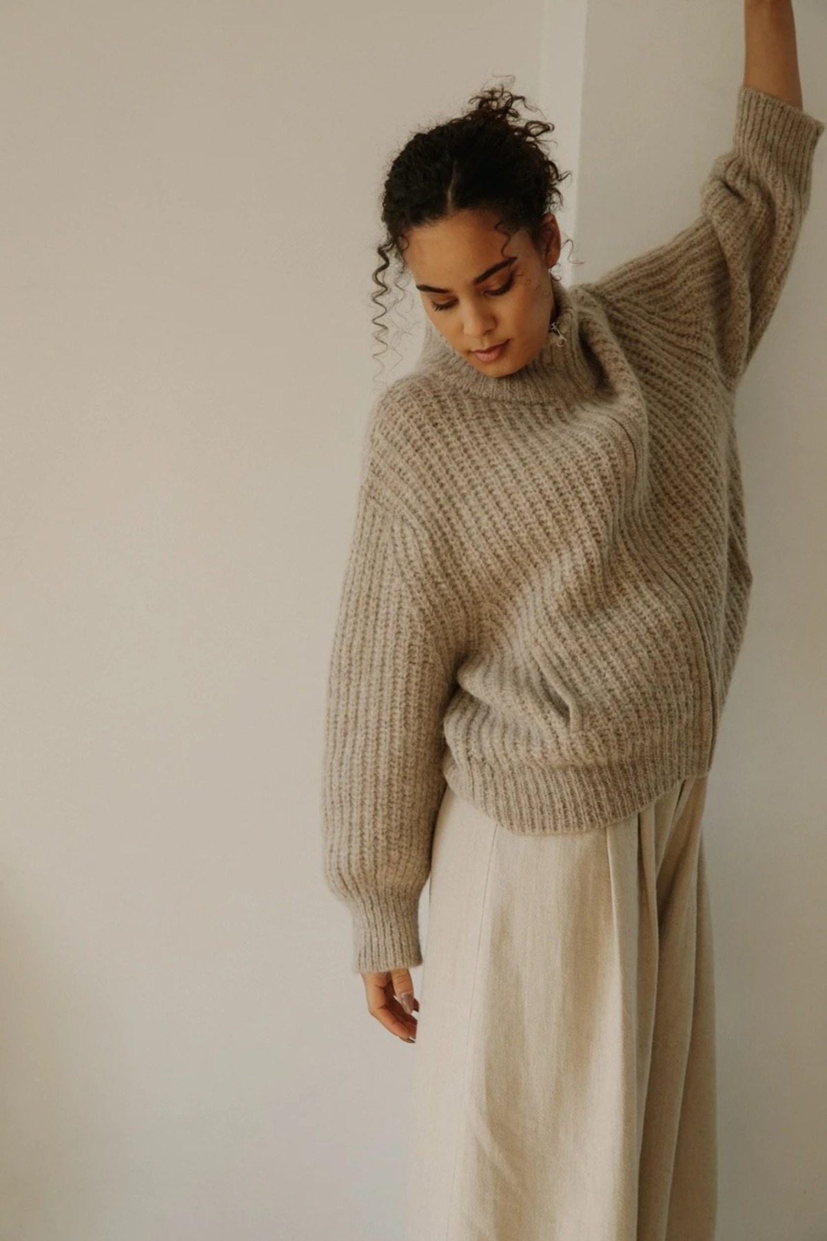 Bare Knitwear Rib Jacket - Sand | Garmentory