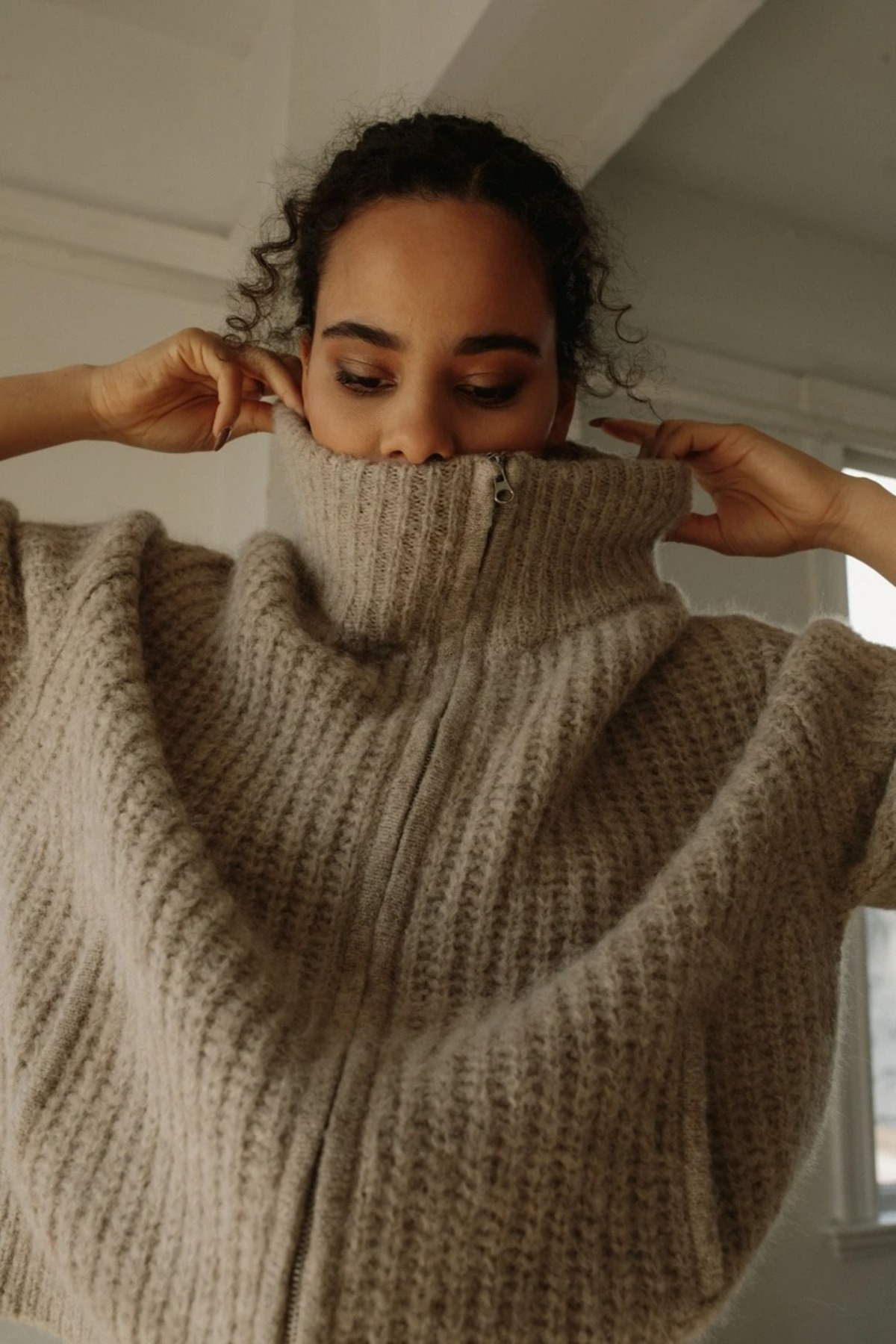 Bare Knitwear Rib Jacket - Sand | Garmentory