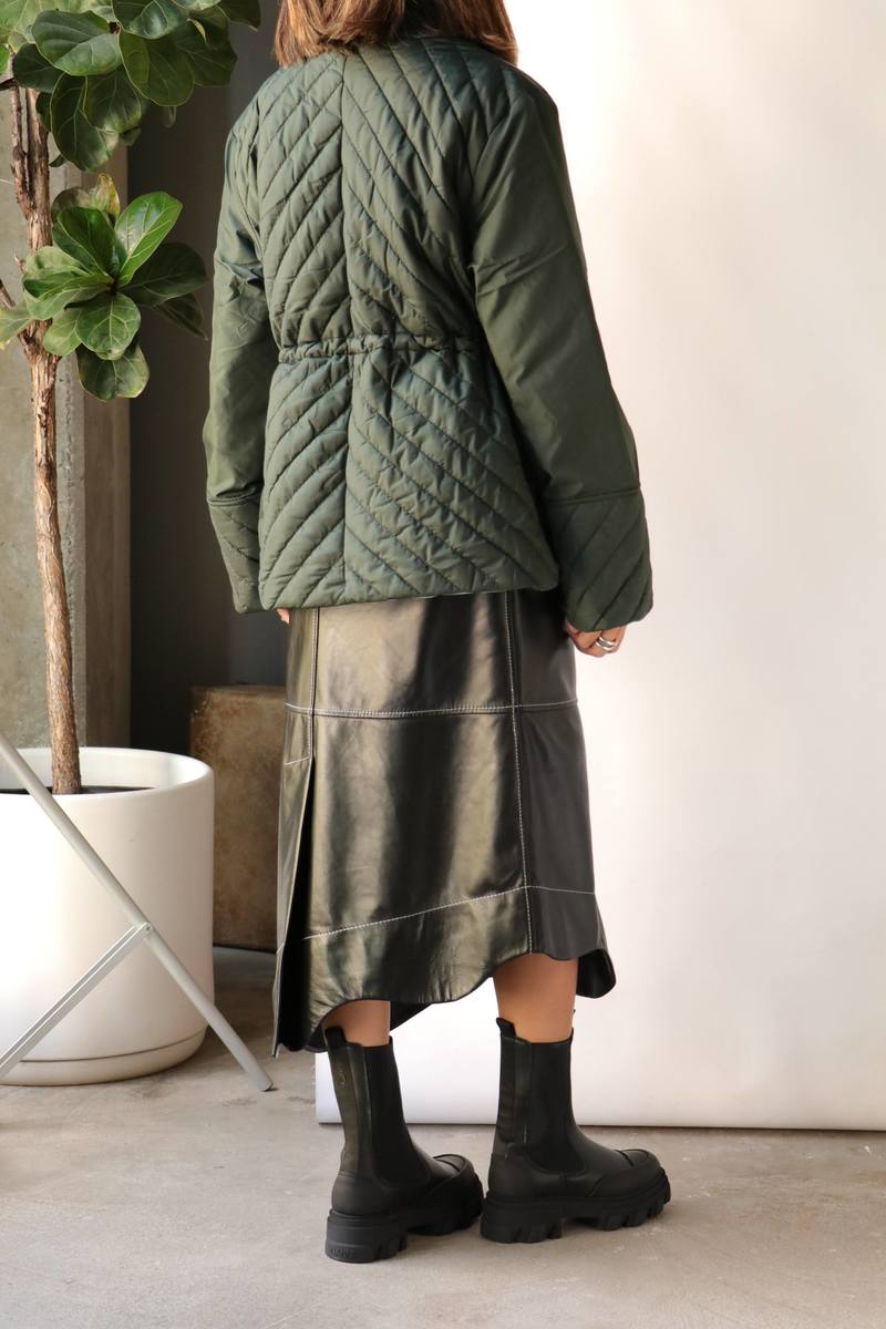 Ganni Quilted Jacket - Dark Green | Garmentory