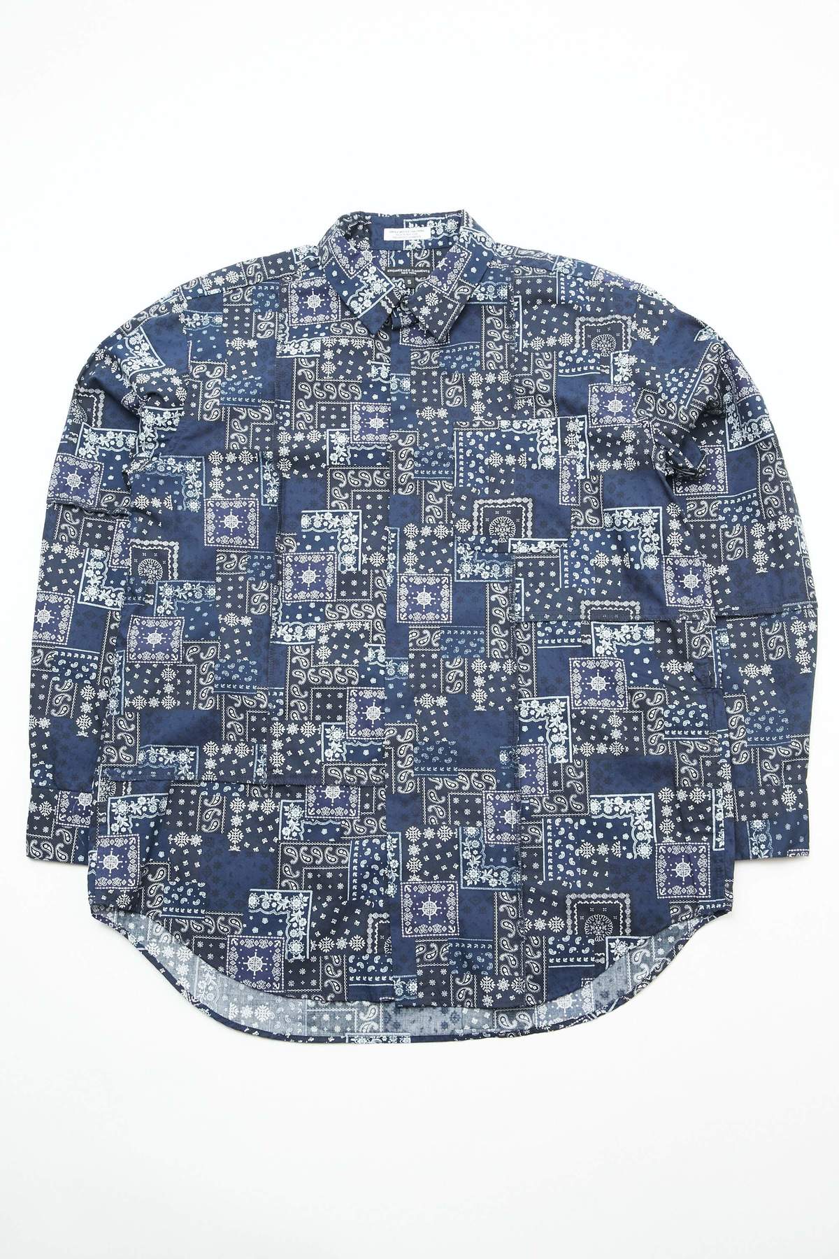 Engineered Garments Combo Short Collar Shirt - Navy/Black Bandana Patchwork Print | Garmentory