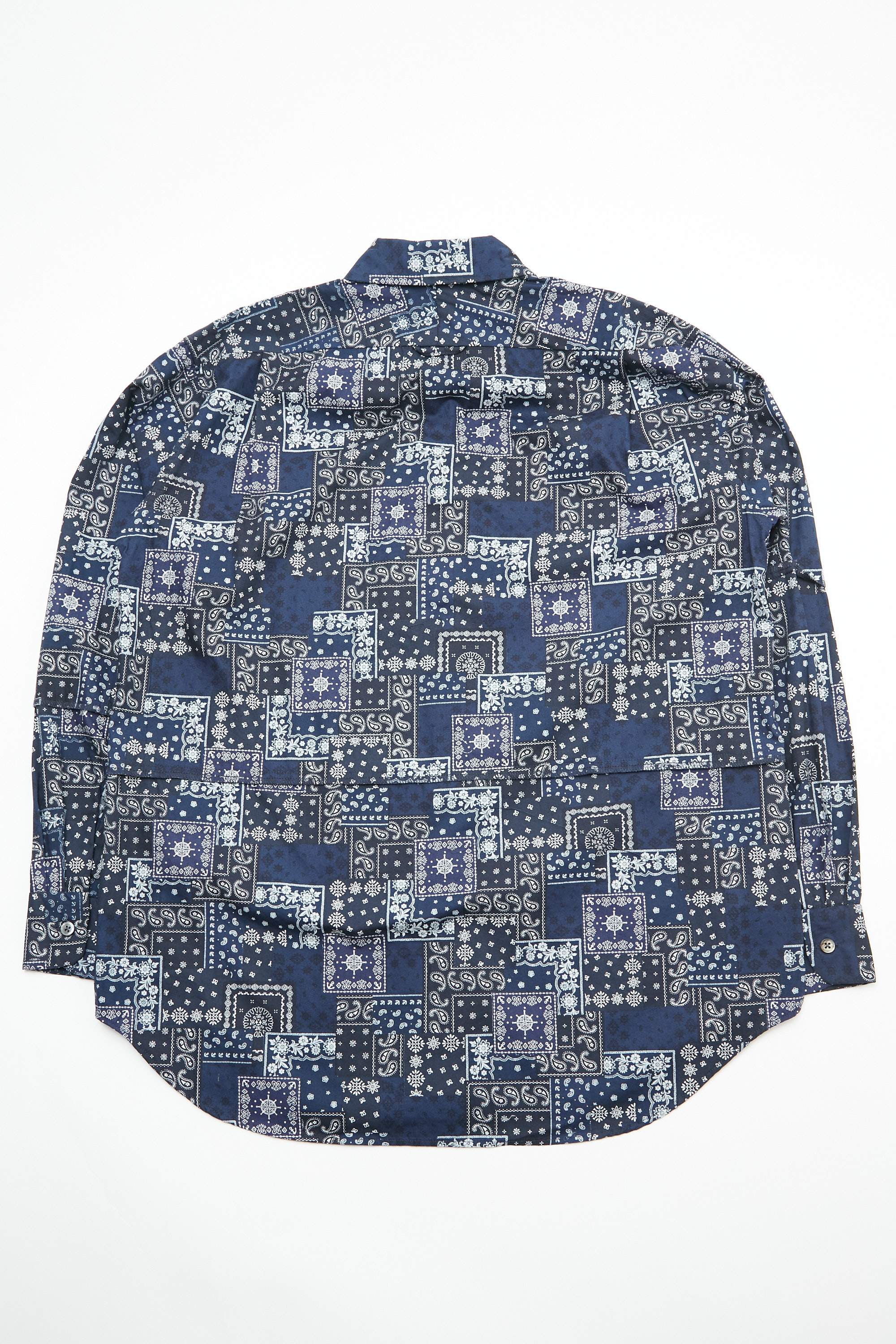 Engineered Garments Combo Short Collar Shirt - Navy/Black Bandana Patchwork Print | Garmentory