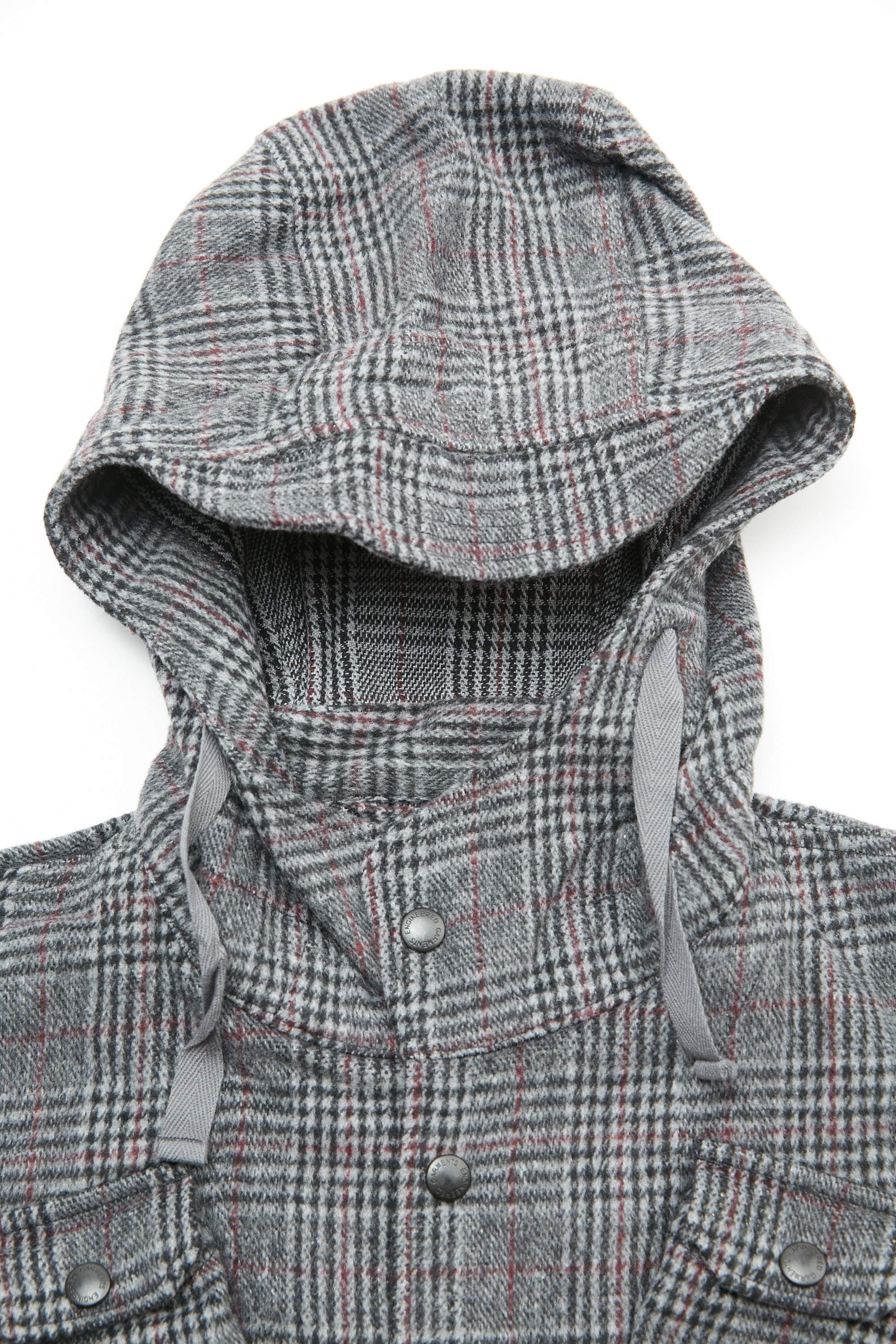 Engineered Garments Poly Wool Glen Plaid Field Vest - Grey/Maroon ...