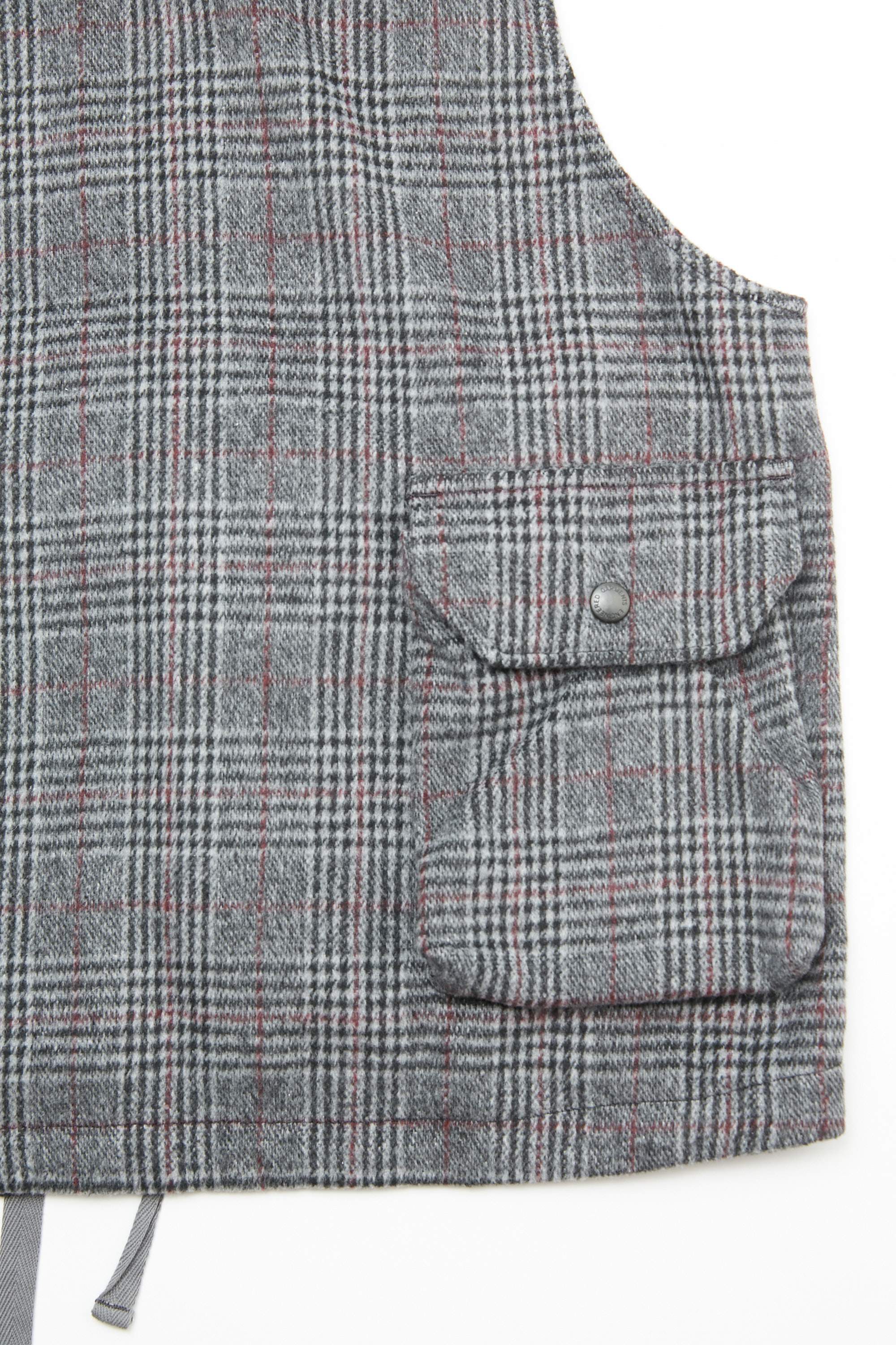 Engineered Garments Poly Wool Glen Plaid Field Vest - Grey/Maroon ...