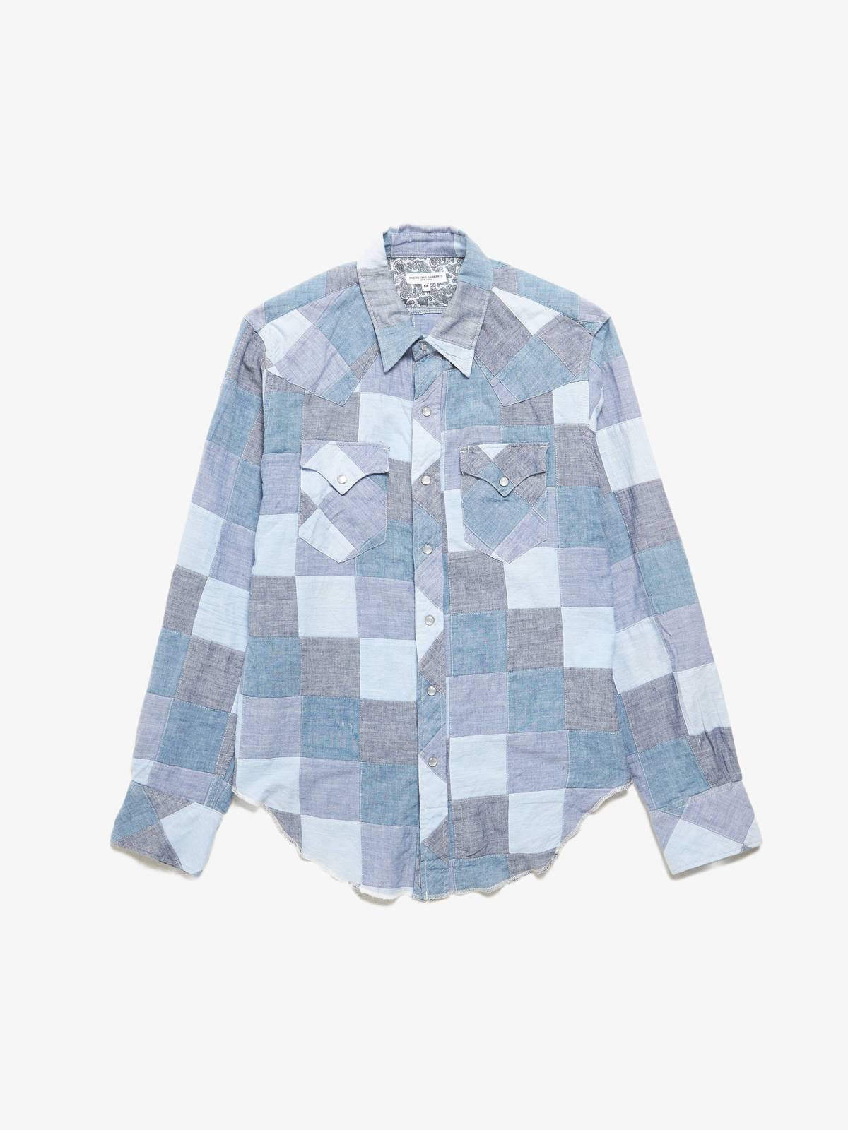 PRE-LOVED Engineered Garments M Cotton Button Up Shirt - blue patchwork ...