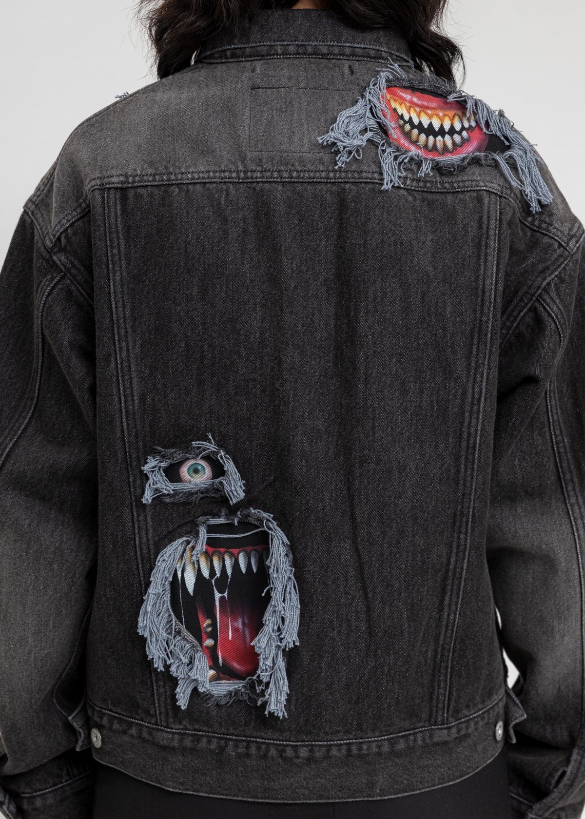 Doublet Recycle Denim Monster Repair Jacket - Black | Garmentory