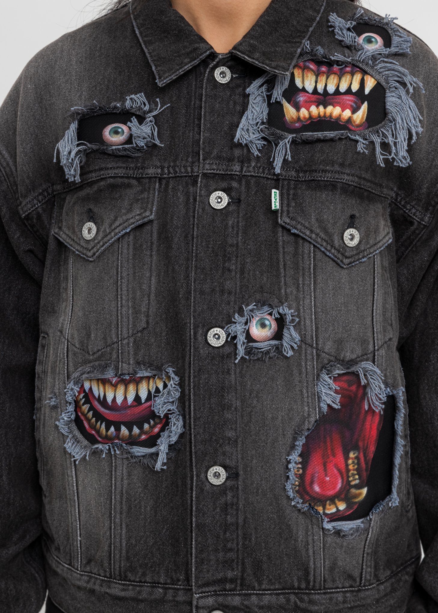 Doublet Recycle Denim Monster Repair Jacket - Black | Garmentory